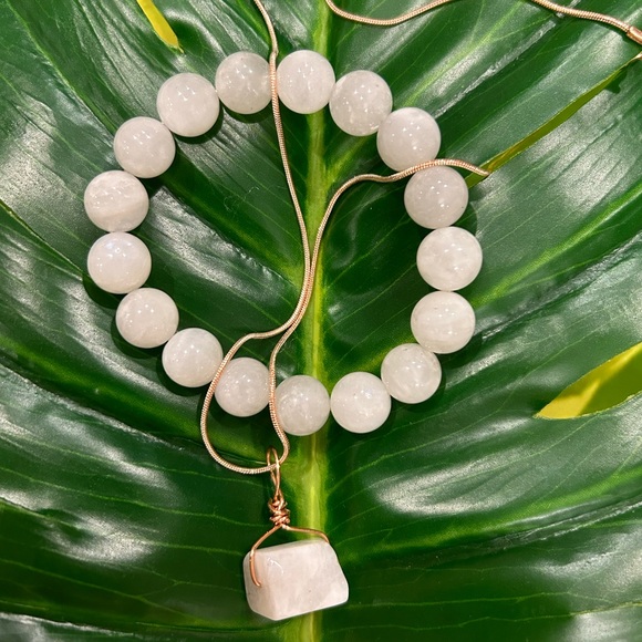 Hand Crafted | Jewelry | White Moonstone Crystal Rose Gold Necklace ...